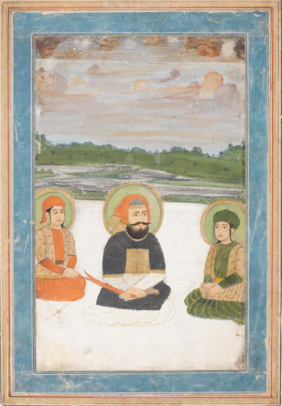 Bonhams : The Imam 'Ali with his two sons, Hasan and Husain, seated on ...