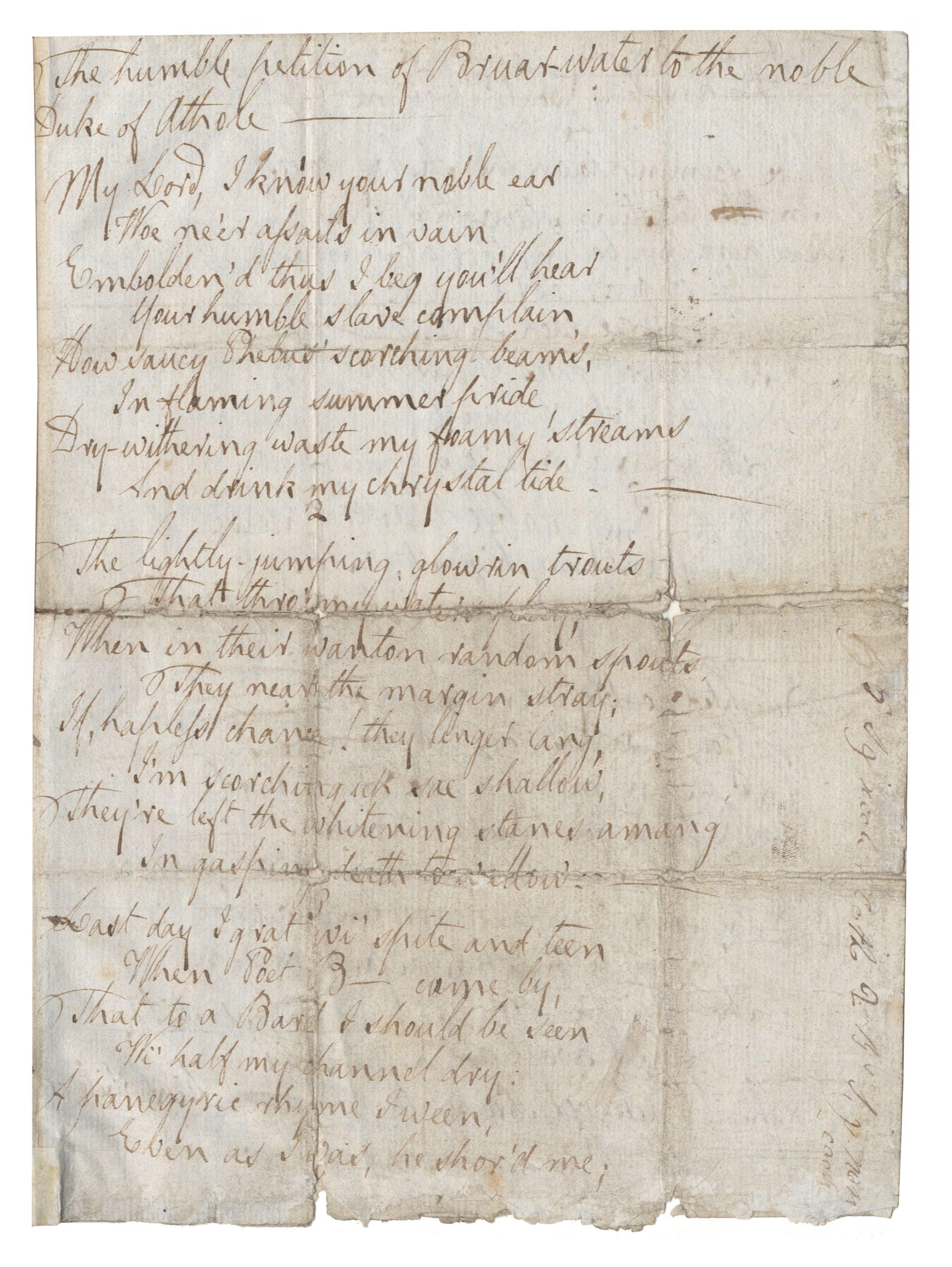 Bonhams : BURNS (ROBERT) Autograph manuscript of his verses 'The Humble ...