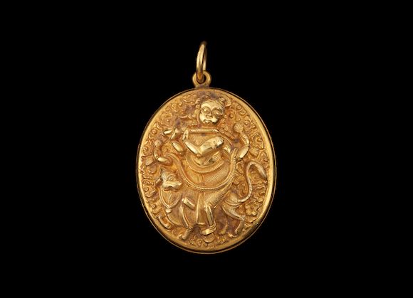 Bonhams : A repoussé Swami gold Locket depicting Krishna Probably ...