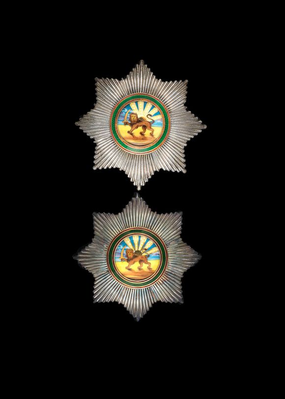Bonhams : Two silver and enamel Breast Stars of the Order of Homayun ...