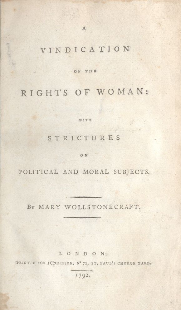 Bonhams : WOLLSTONECRAFT (MARY) A Vindication of the Rights of Woman ...