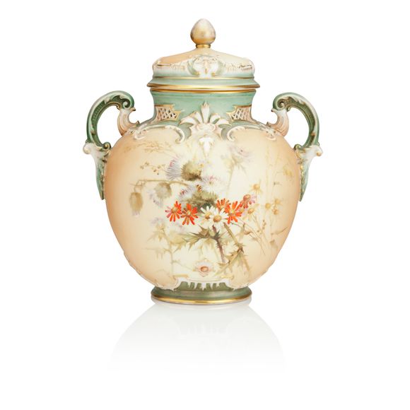 Bonhams : A Royal Worcester blush ivory two handled vase and cover by ...