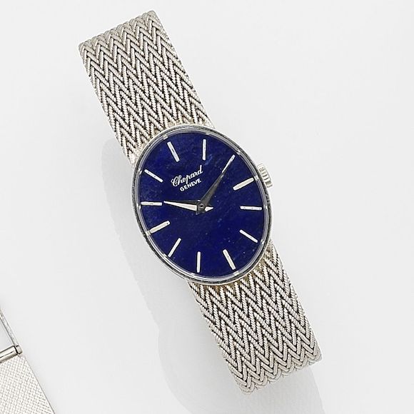 Bonhams : Chopard. A lady's 18ct white gold manual wind bracelet watch ...