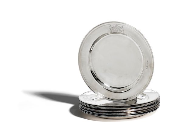 Bonhams : A set of twelve Victorian Britannia standard silver plates ...
