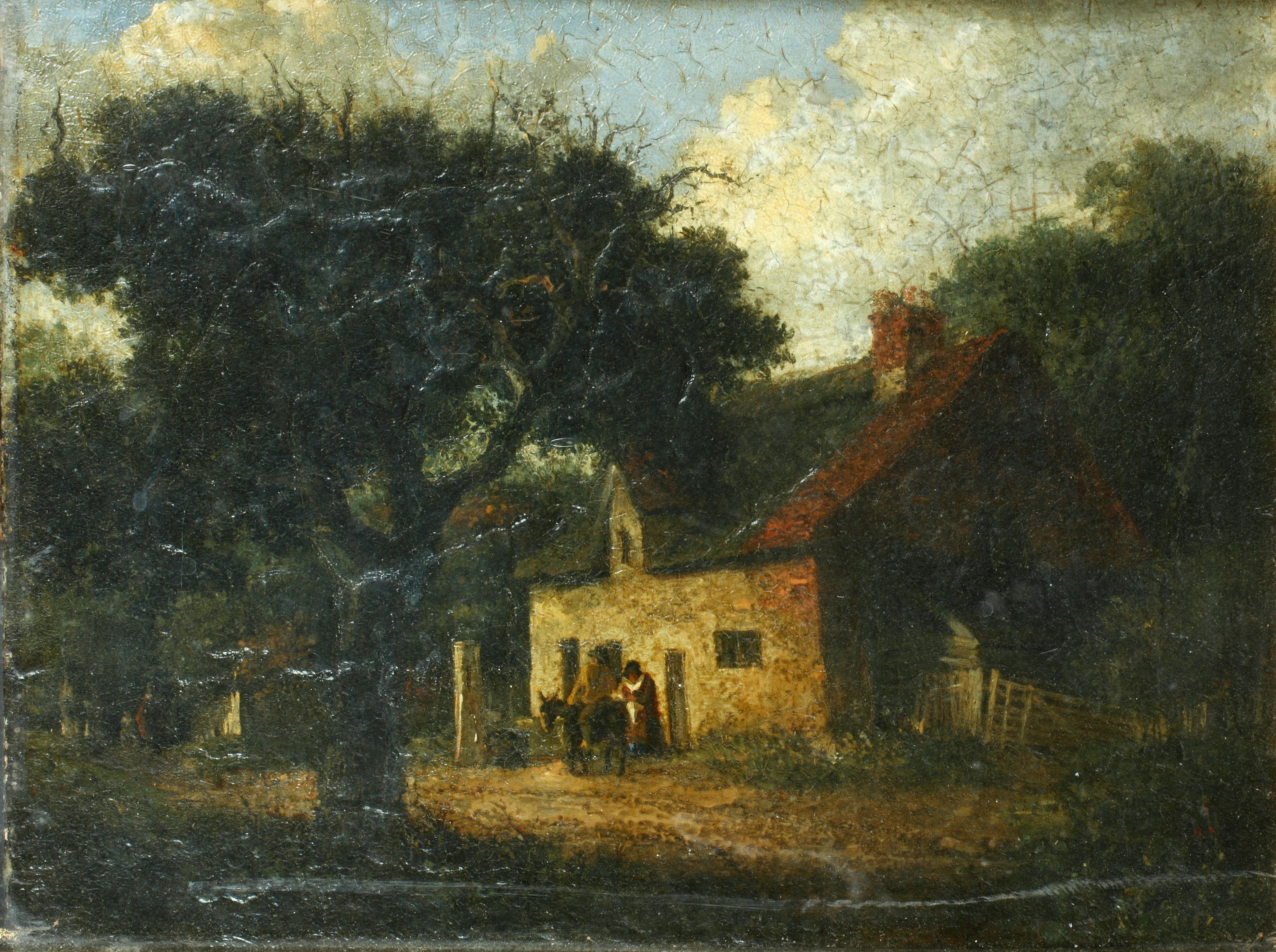 Bonhams : Circle of John Crome (British, 1768-1821) Figures and donkey ...