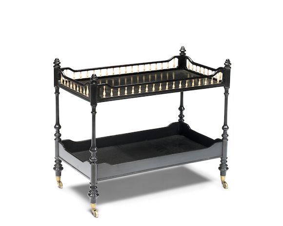 Bonhams : A Victorian ebonised and ivory two-tier trolley by Howard & Sons