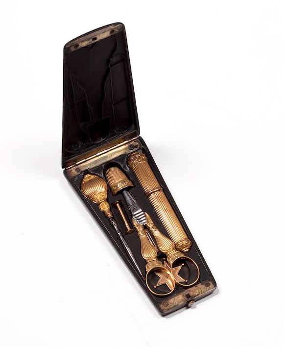Bonhams : A French 19th century ebony cased manicure set