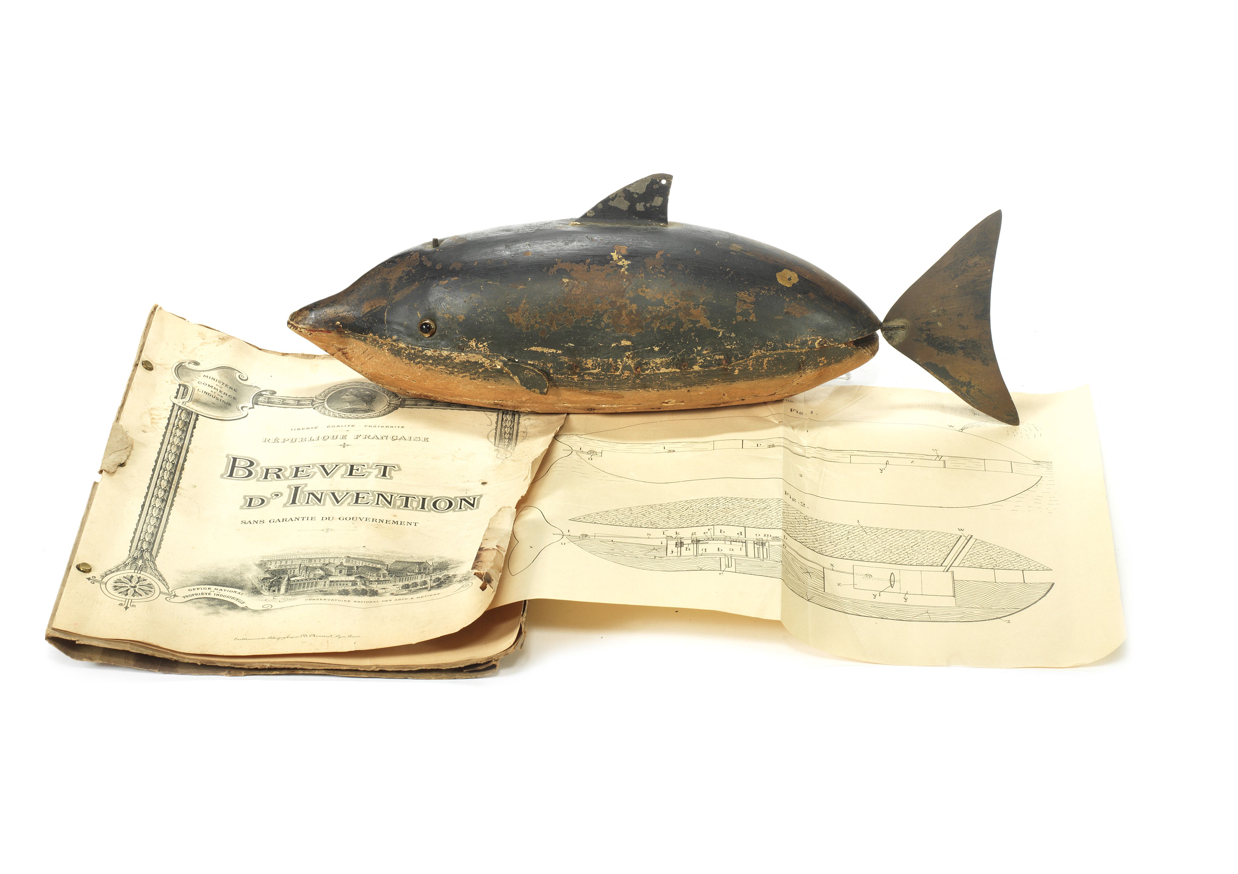 Bonhams : A rare prototype clockwork toy Dolphin by M.Martin, French circa 1908