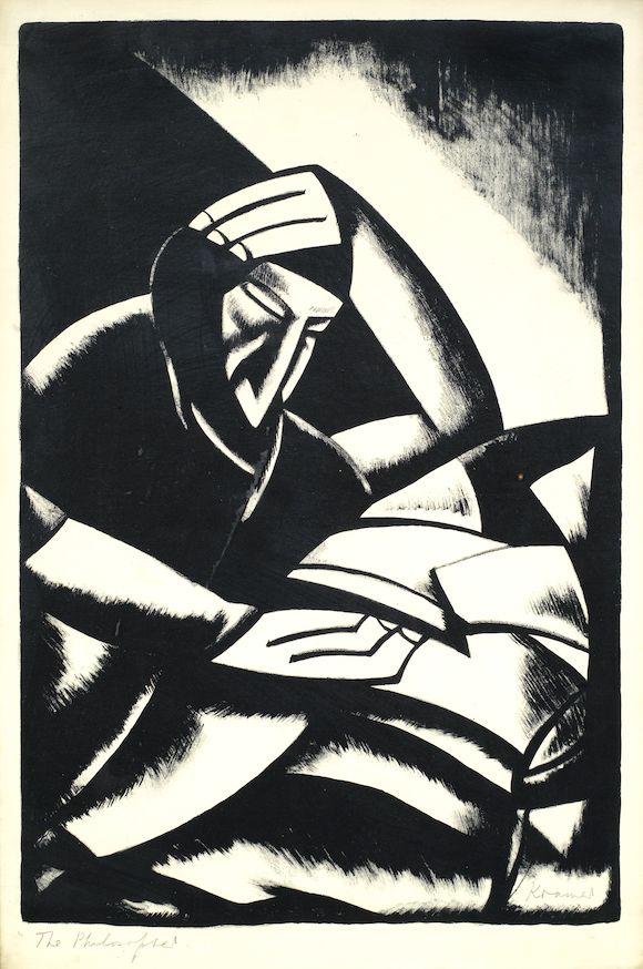 Bonhams : Jacob Kramer (British, 1892-1962) The Philosopher, Lithograph ...