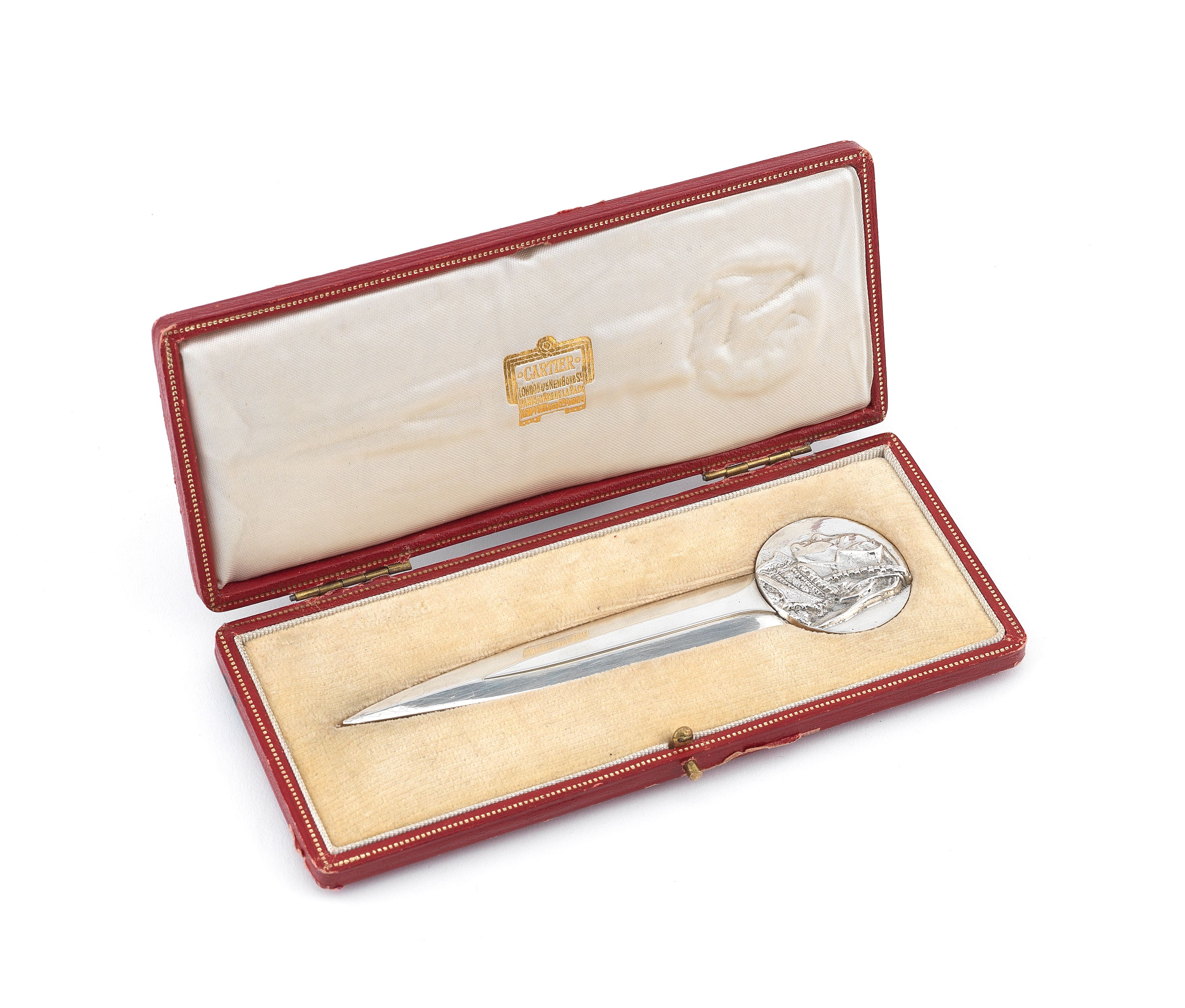 Bonhams : CARTIER A cased silver commemorative letter opener maker's ...