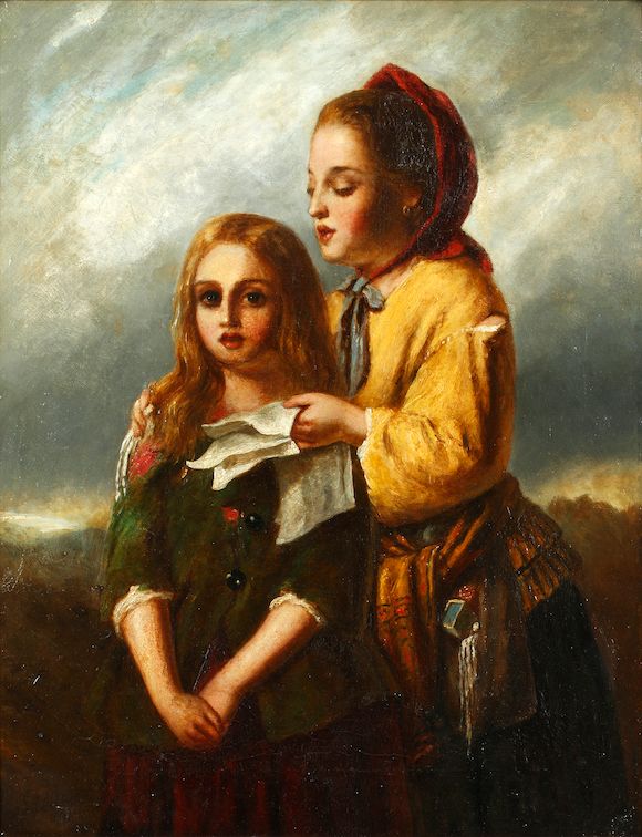 Bonhams : Edward John Cobbett (British, 1815-1899) Two young girls