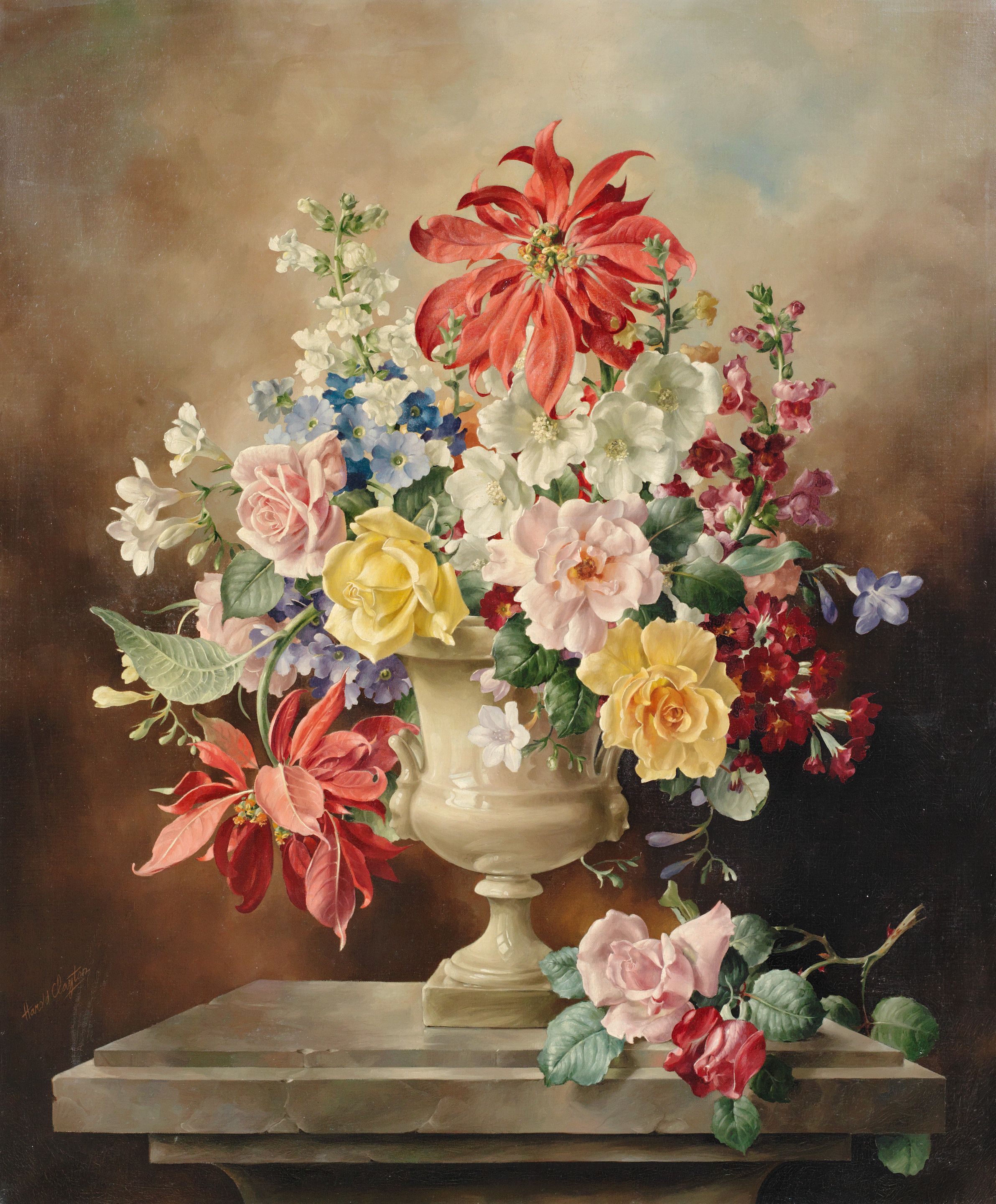 Bonhams : Harold Clayton (British, 1896-1979) A still life of flowers