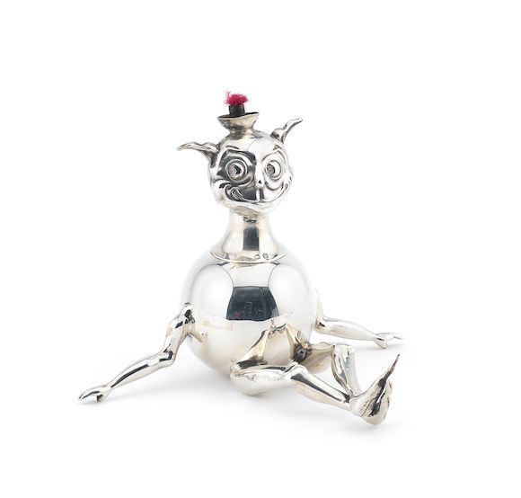 Bonhams : A rare and unusual silver 'devil' table cigar lighter by ...