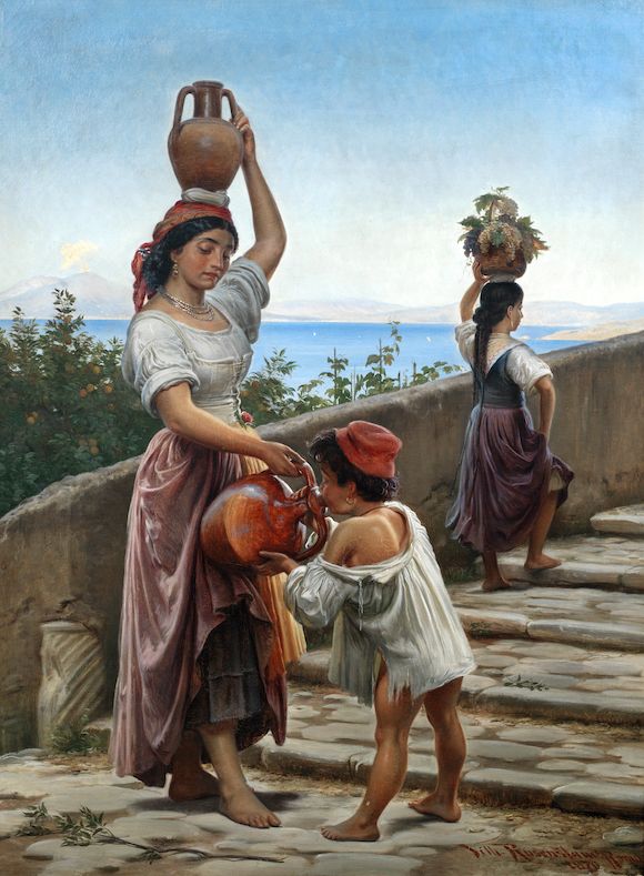 Bonhams : Vilhelm Rosenstand (Danish, 1838-1915) The water bearers, Capri