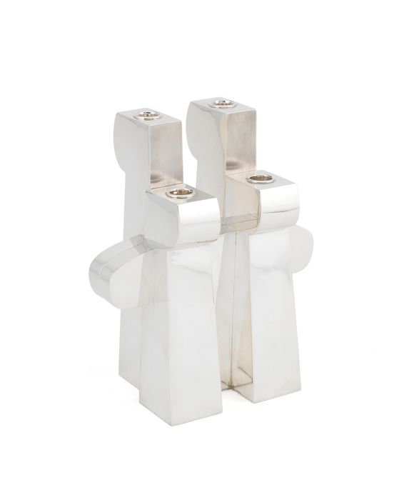 Bonhams : DAMIÁN GARRIDO: A pair of silver interlocking candlesticks ...