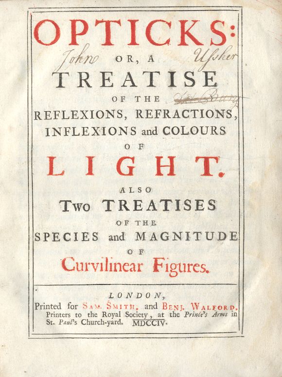 Bonhams : NEWTON (ISAAC) Opticks: or, a Treatise of the Reflexions ...