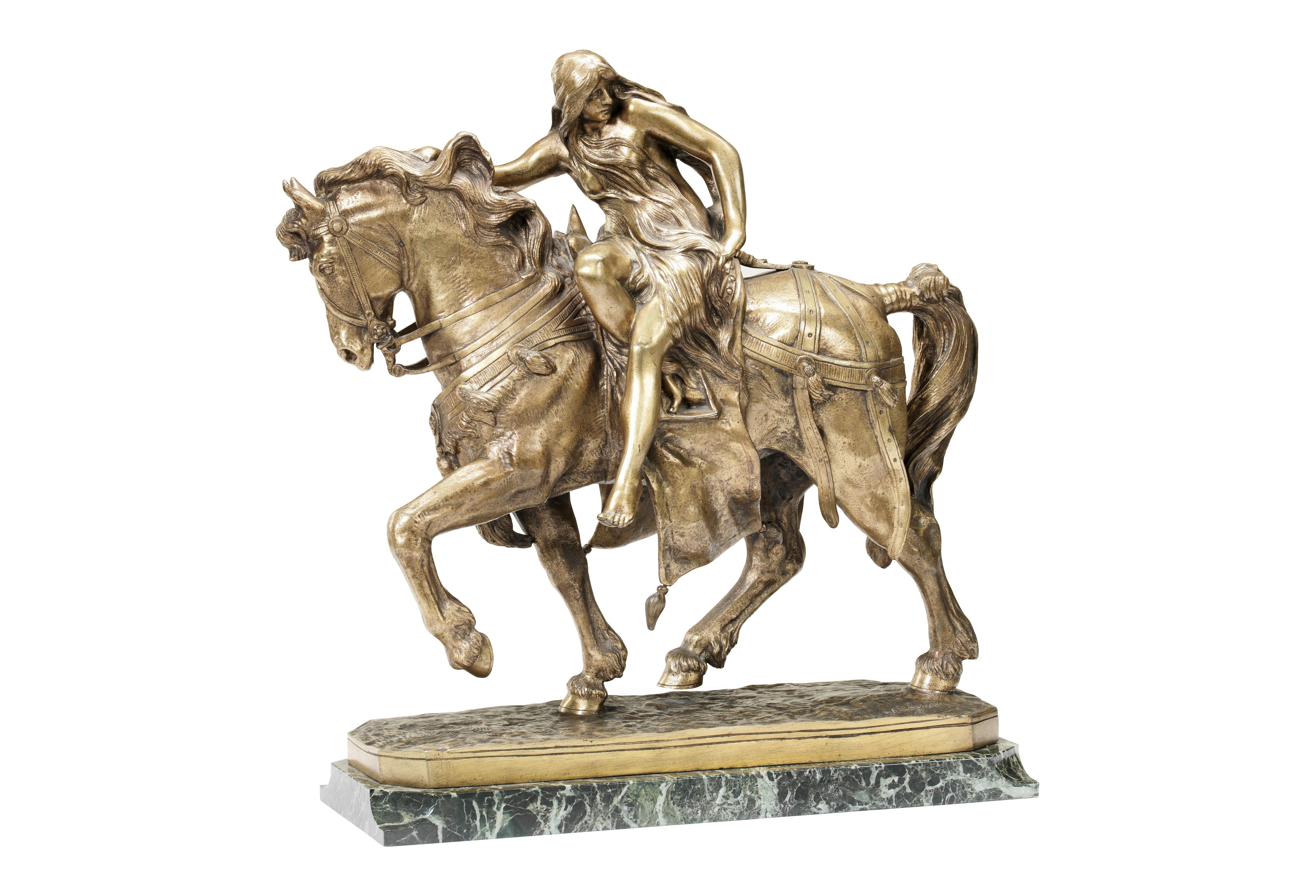 Bonhams : Leon Mignon (Belgium, 1847-1898) A gilt bronze equestrian ...