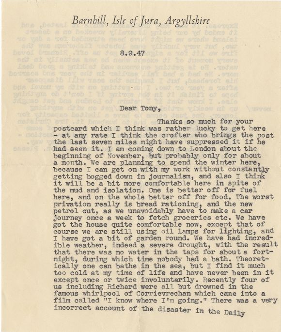 Bonhams : ORWELL (GEORGE) Typed letter signed ("George"), to the ...