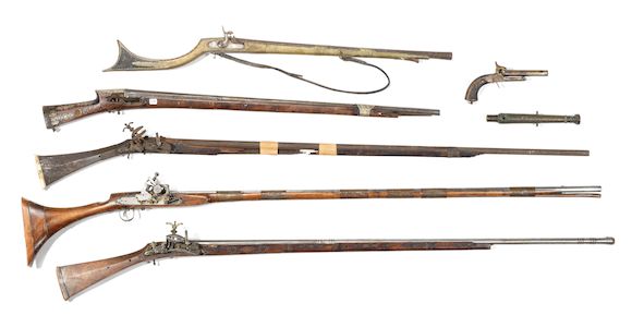 Bonhams : Two Algerian Toe-Lock Guns, A North African Snaphaunce Gun ...