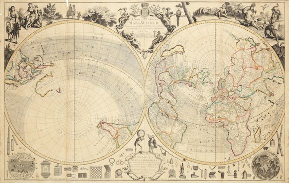 Bonhams : WORLD MAP PRICE (CHARLES) A New and Correct Map of the World ...