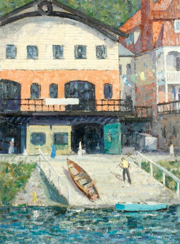 Bonhams : Frank Runacres (British, 1904-1974) The boat house