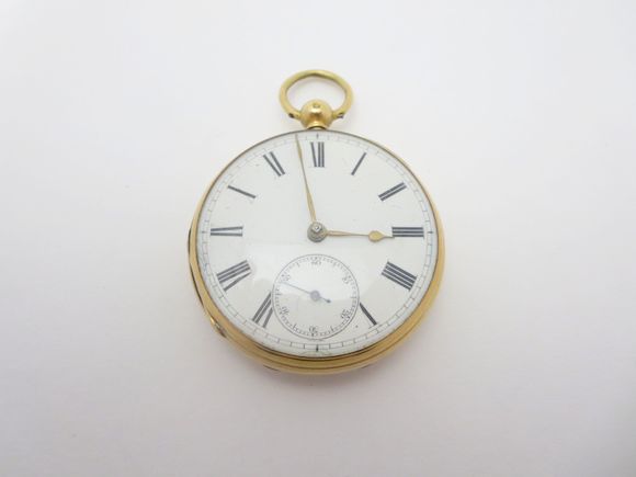 Bonhams : An 18ct gold open-faced pocket watch, London 1875