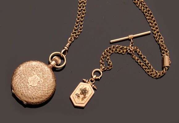 Bonhams : A Victorian hunter fob watch and an Albert chain (2)