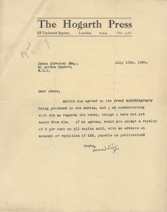 Bonhams : STRACHEY (JAMES) Remaining papers of James Strachey, relating ...