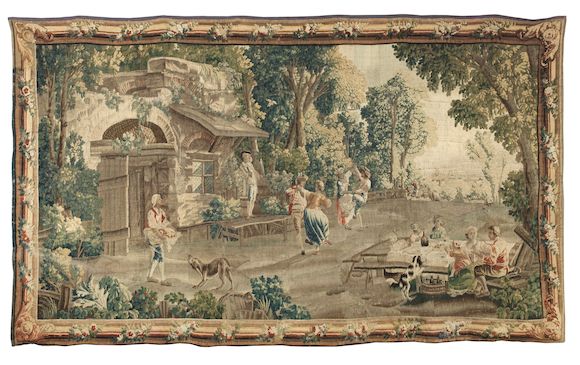 Bonhams : A mid-18th century Flemish tapestry after David Teniers the ...
