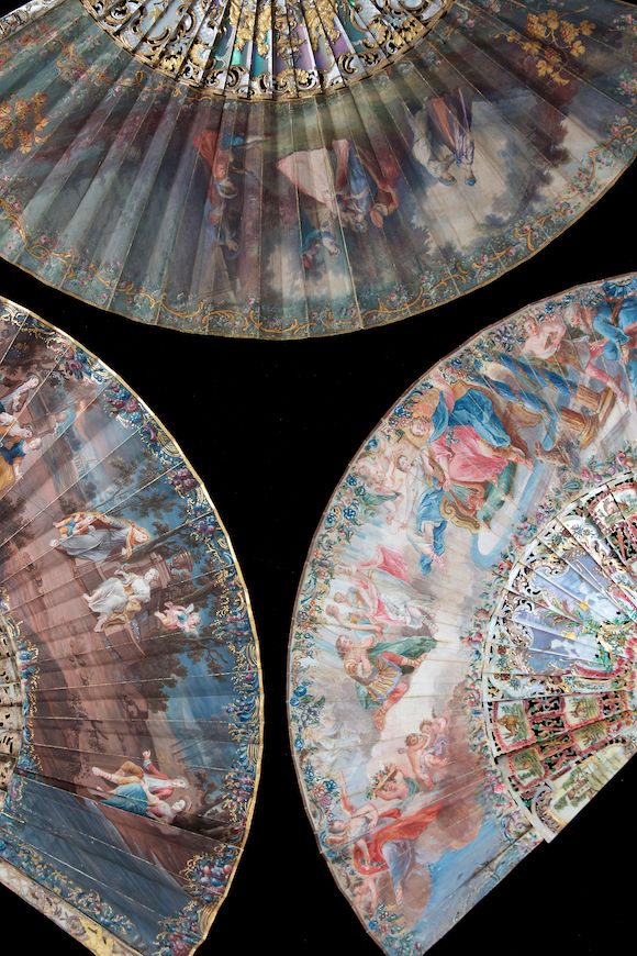 Bonhams : Three mid 18th century mother-of-pearl fans ((3))