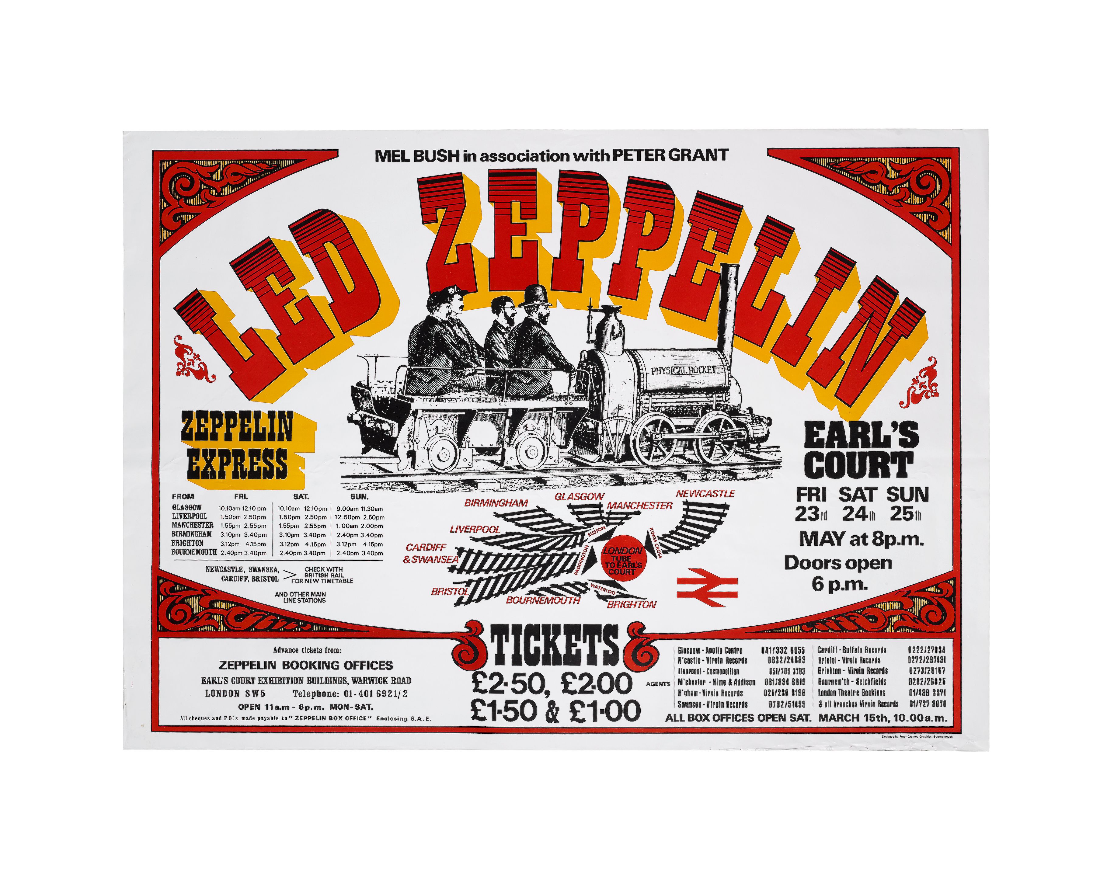Bonhams : Led Zeppelin A poster for the Earl's Court concerts, 1975,