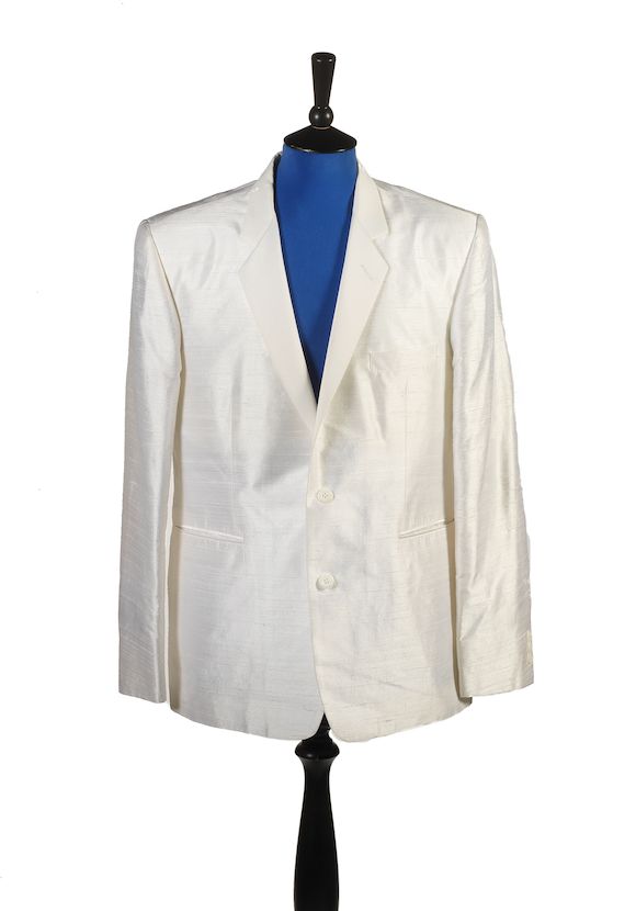 Bonhams : Rod Stewart: a white raw silk jacket worn by Rod Stewart,