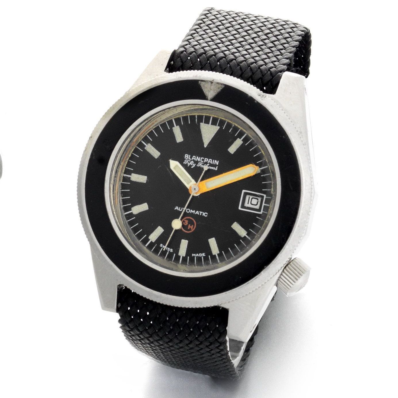 Bonhams : Blancpain. A rare stainless steel automatic calendar German ...