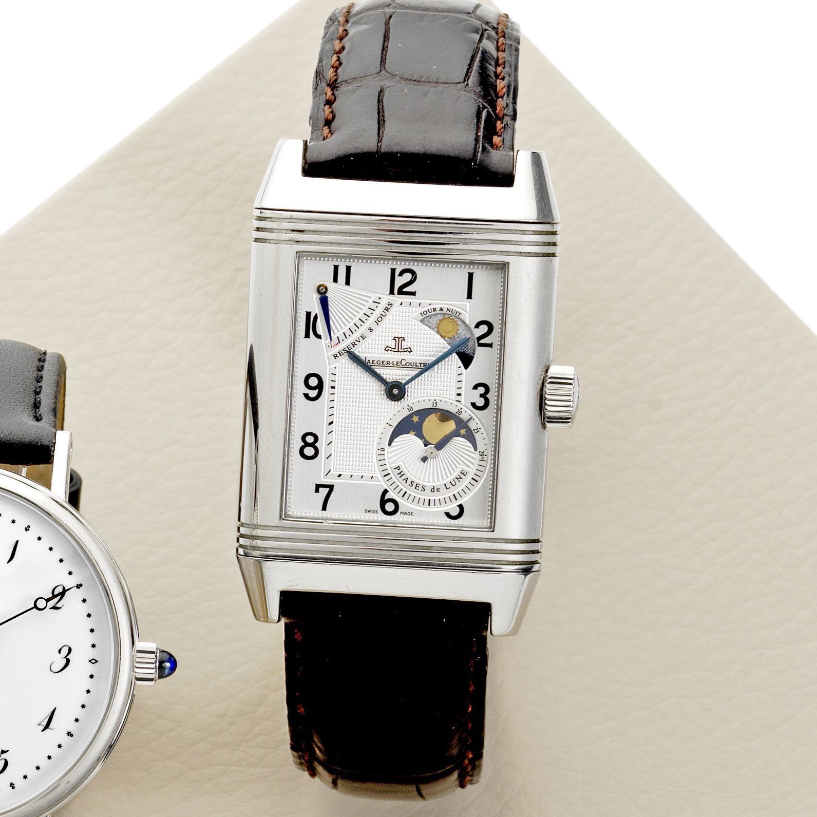 Bonhams : Jaeger-LeCoultre. A stainless steel manual wind reversible ...