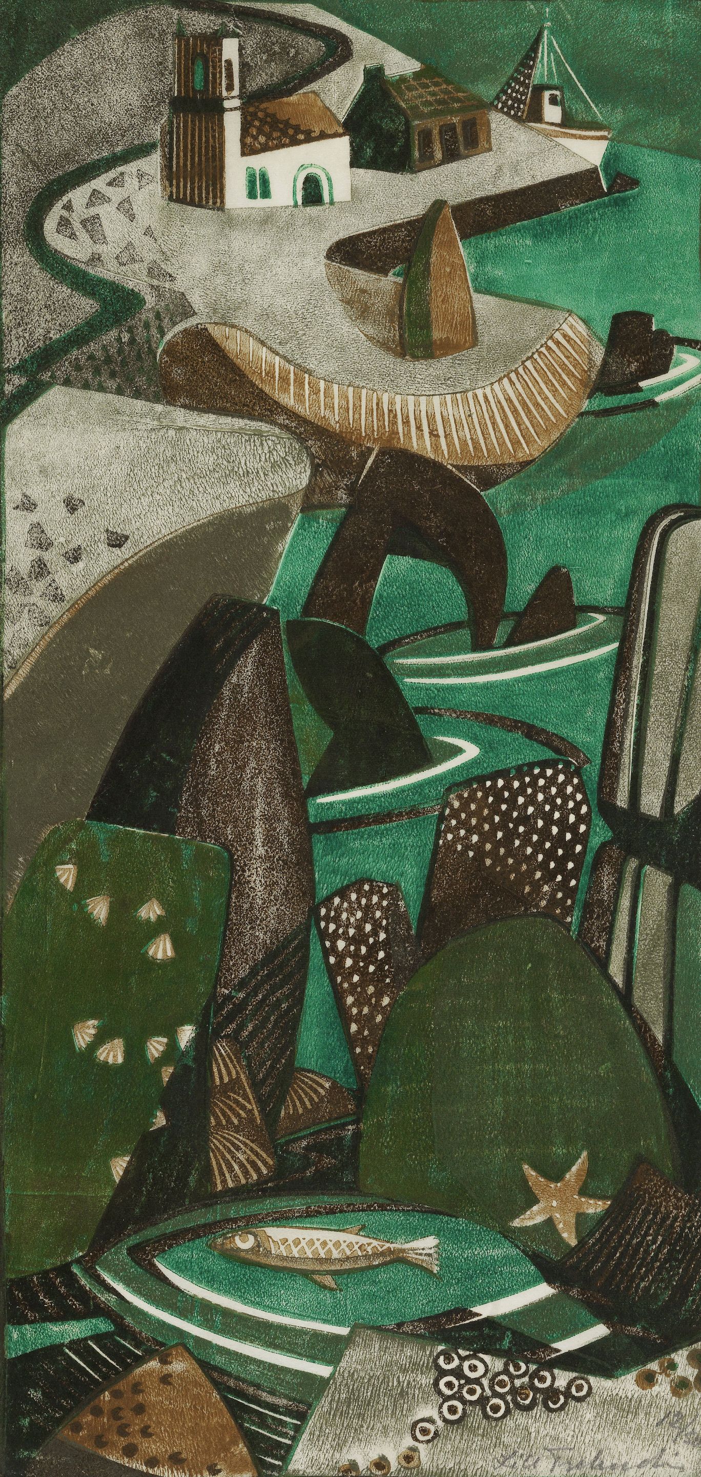 Bonhams : Lill Tschudi (Swiss, 1911-2004) Bretagne Linocut printed in ...