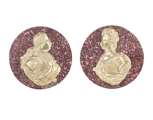 Bonhams : A pair of 18th century gilt bronze reliefs mounted on ...
