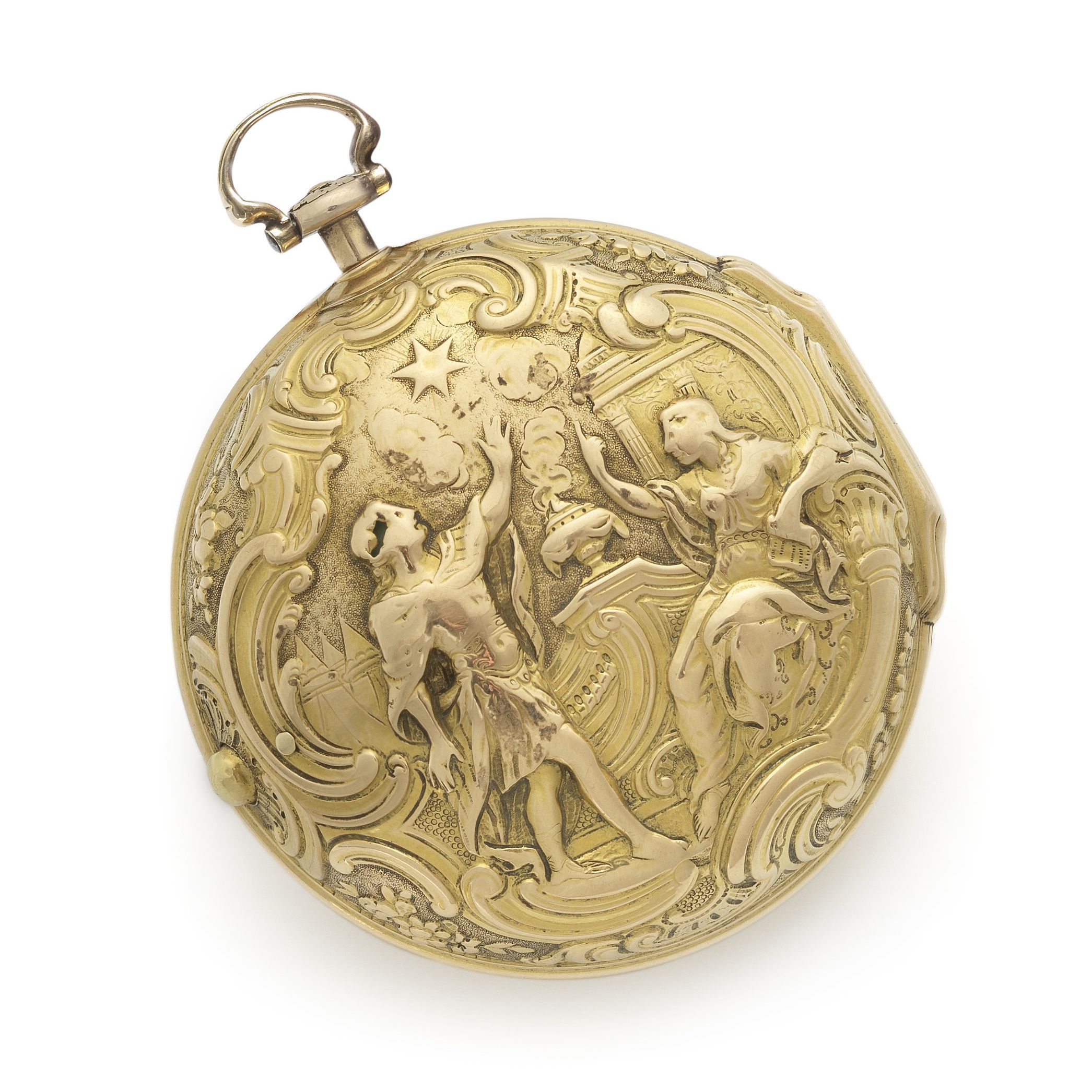 Bonhams : Thomas Hally. A 22ct gold keyless wind repoussé pair case ...