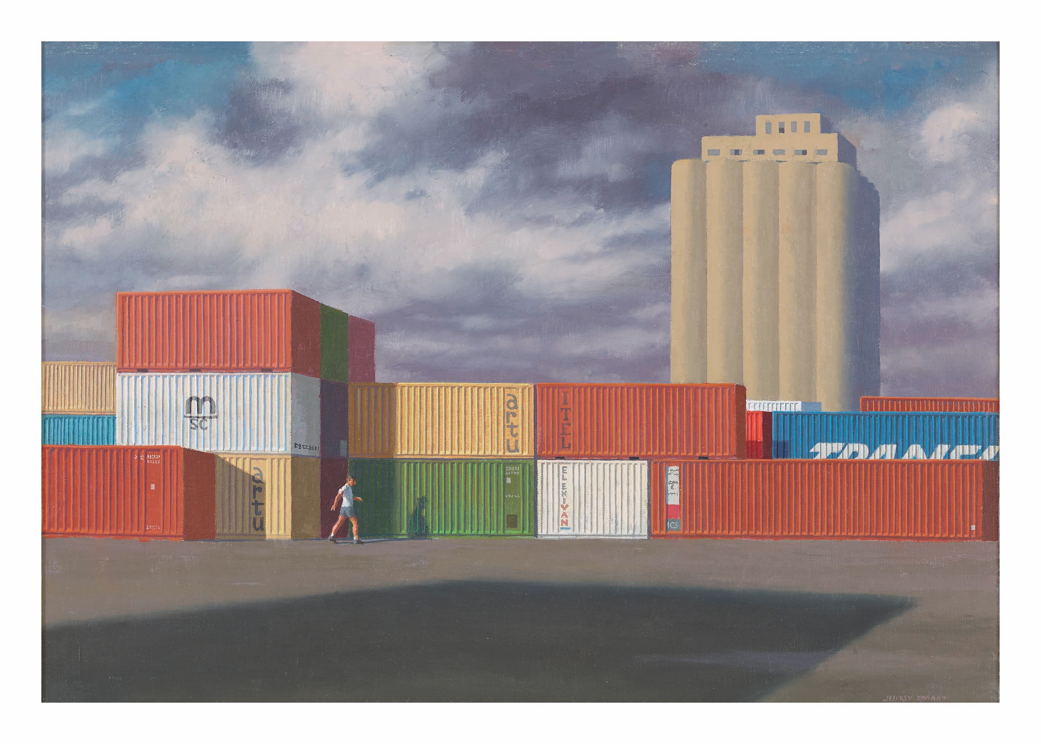 Bonhams : Jeffrey Smart (1921-2013) Second Study for Containers with ...