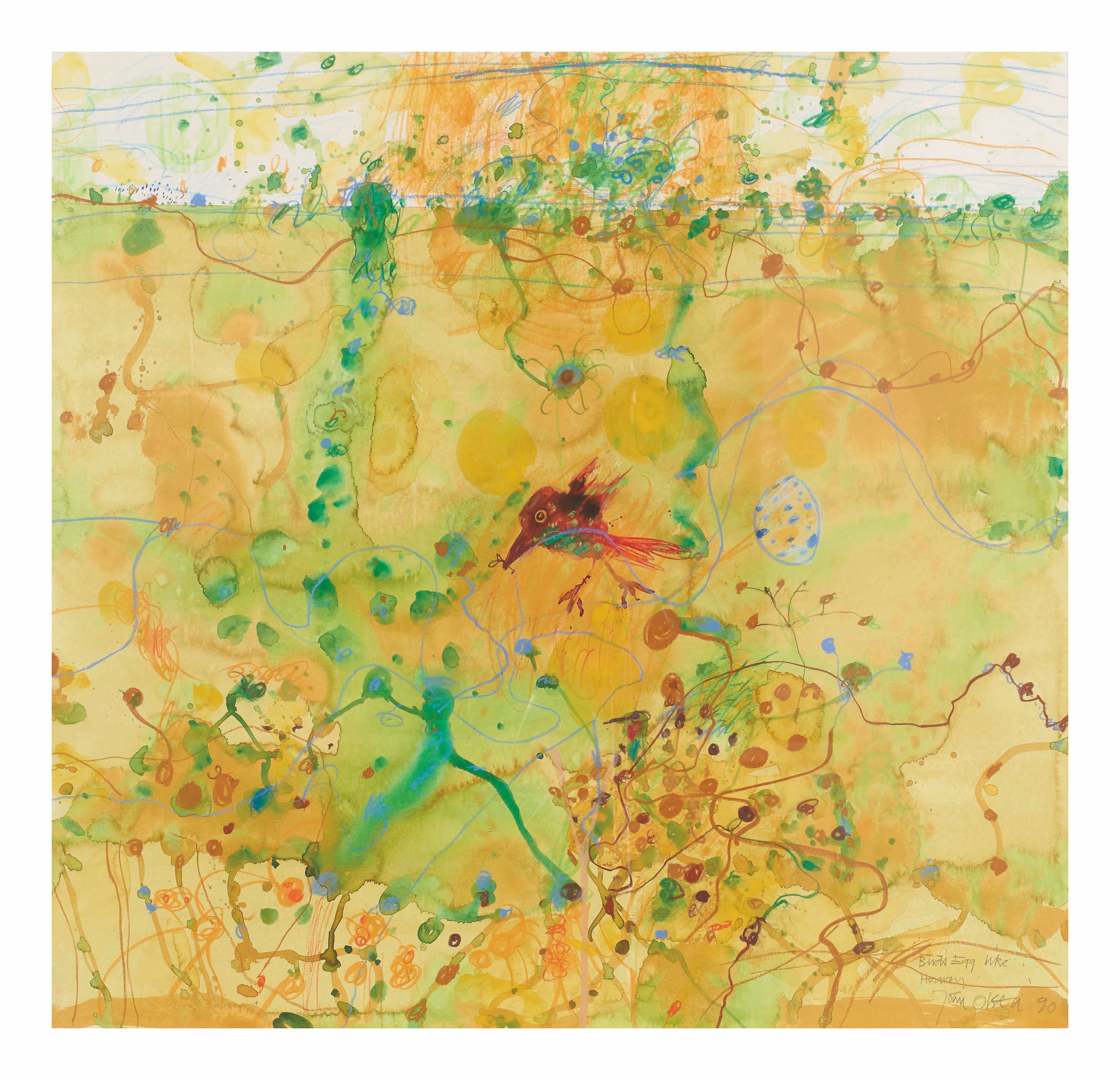 Bonhams : John Olsen (born 1928) Birds Egg like Heaven, 1990