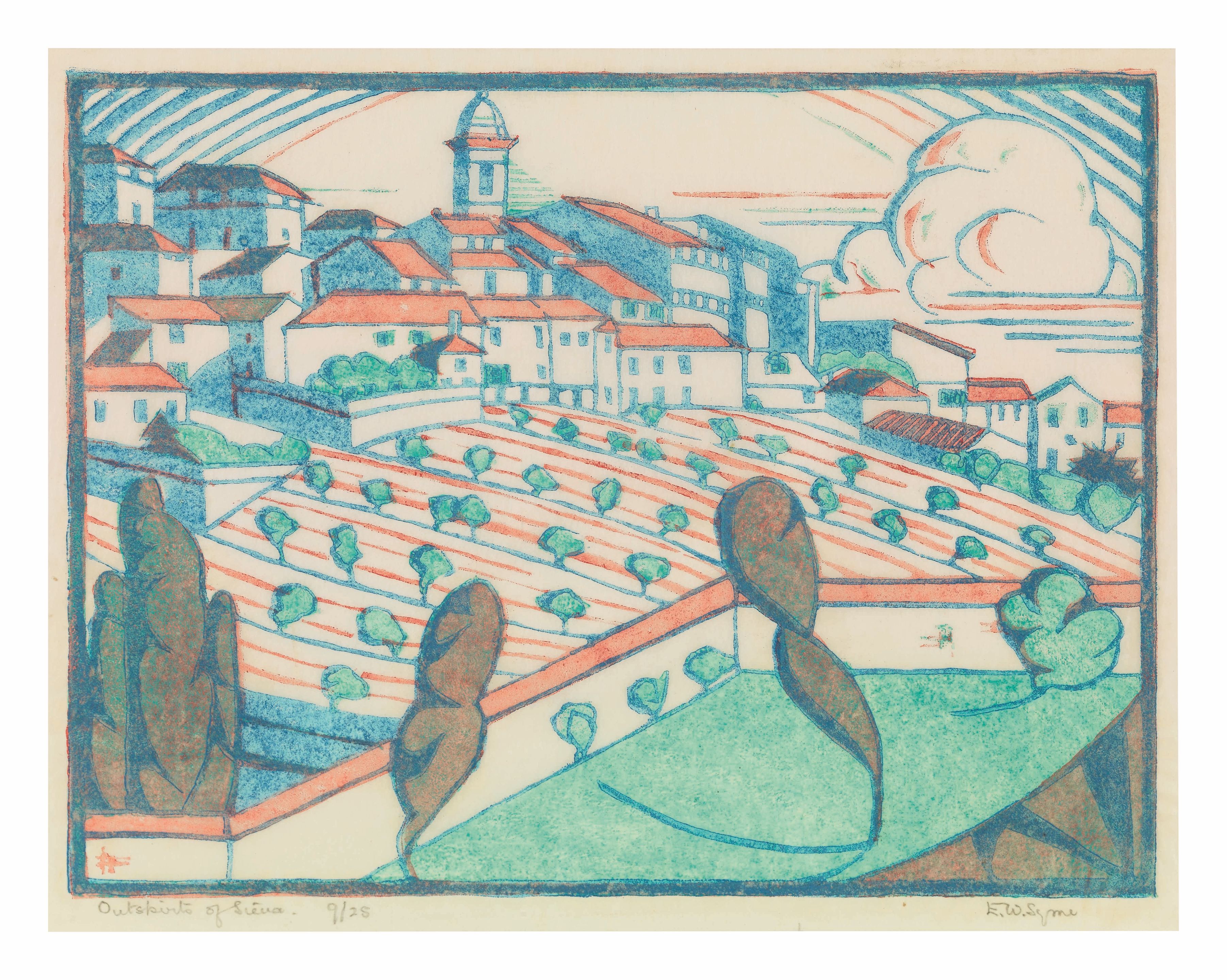 Bonhams : Eveline Syme (1881-1961) Outskirts of Siena, 1930