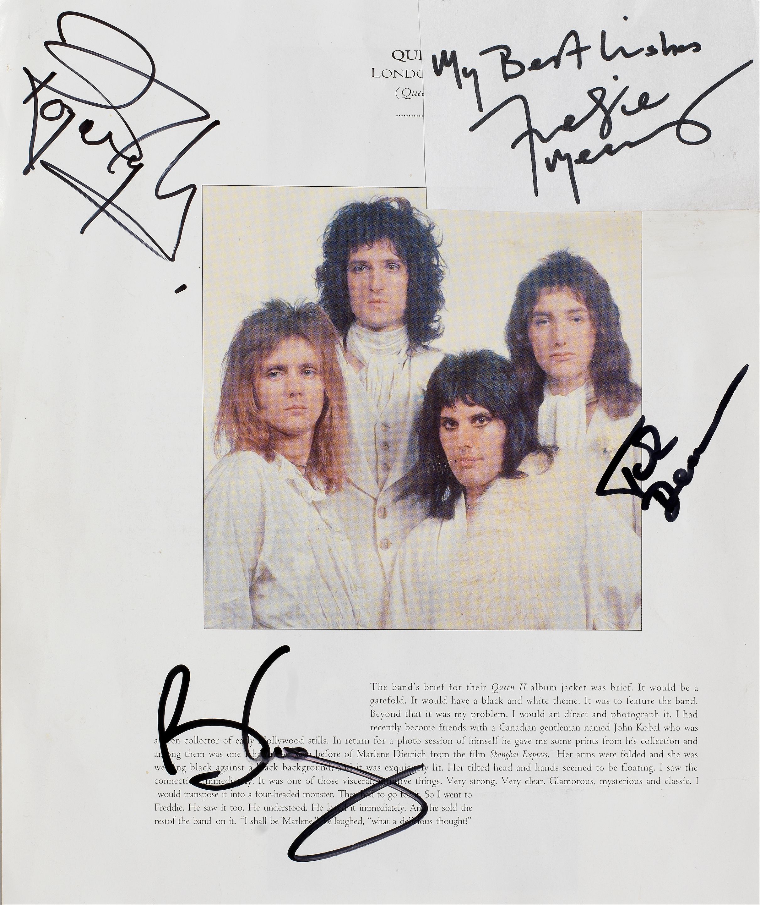 Bonhams : Queen A set of autographs,