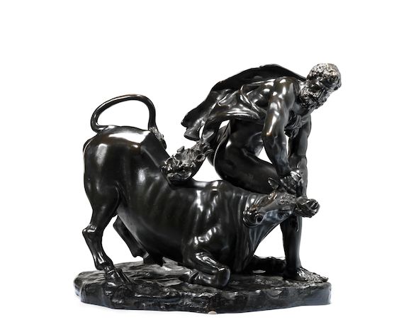 Bonhams : A French 19th century patinated bronze group of Hercules ...