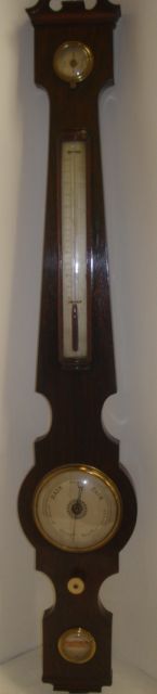 Bonhams : An early 19th Century rosewood wheel barometer thermometer ...