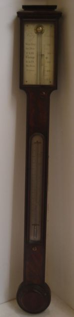 Bonhams : An early 19th Century mahogany ebony banded stick barometer ...