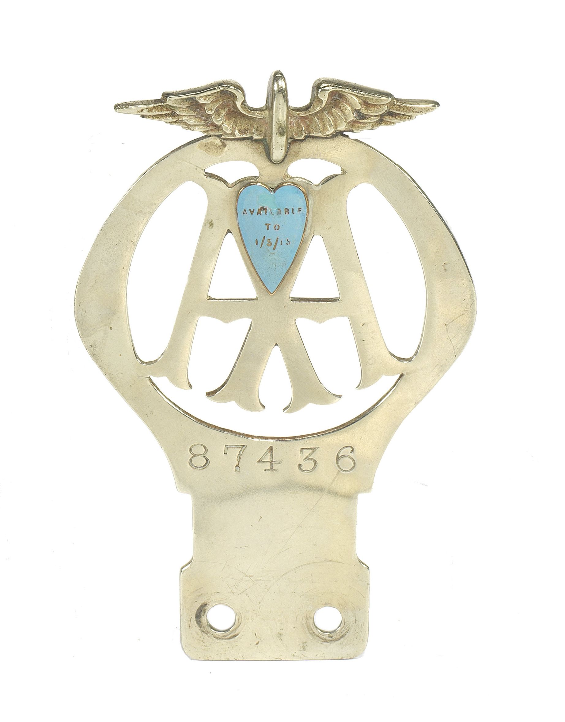 Bonhams Cars : A rare AA member's badge with 'blue heart' enamel centre ...