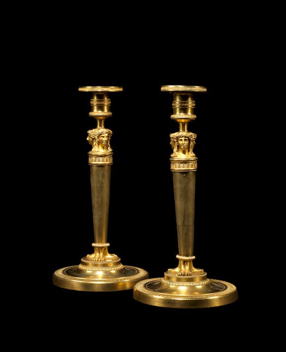 Bonhams : A pair of French 19th century gilt-bronze candlesticks in the ...