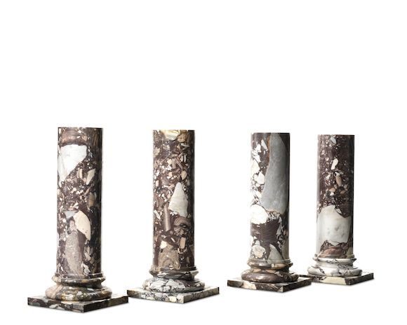 Bonhams : Four Italian breche di Seravezza marble circular columns (4)