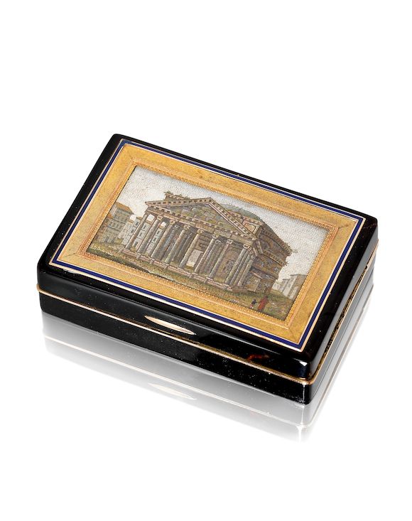 Bonhams : A 19th century tortoiseshell, gold lined and micromosaic ...