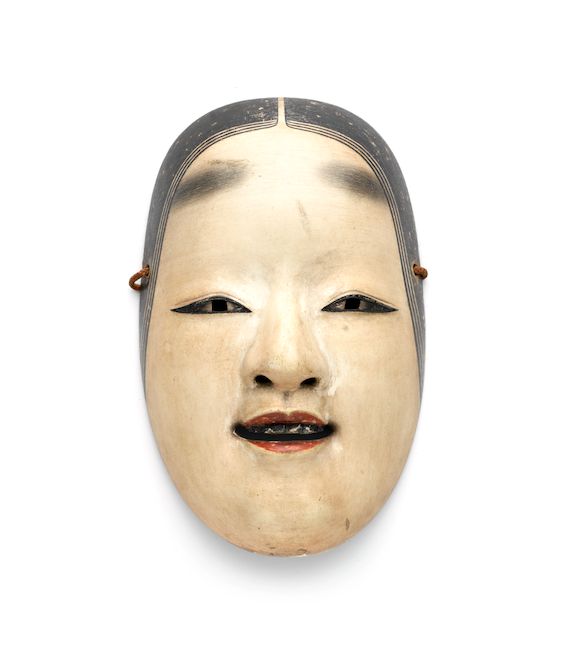 Bonhams : A Noh Mask of the Manbi (Young Woman) Type By Deme Mitsunori ...