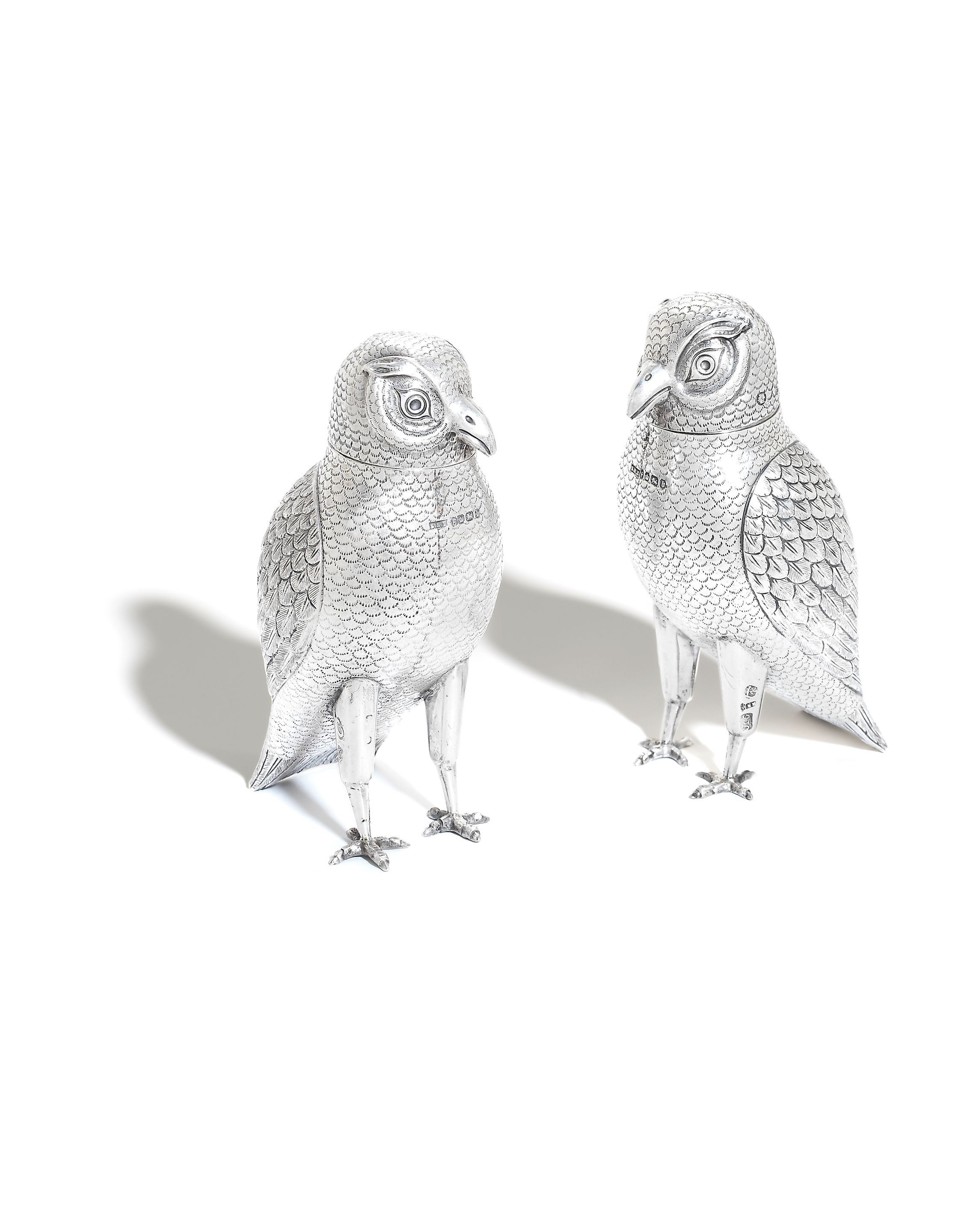 Bonhams : A pair of 19th century Dutch silver owl pounce pots Amsterdam ...